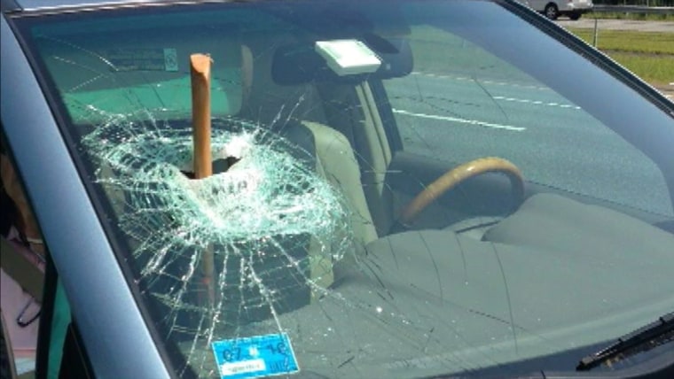 Axe Flies Through Car Windshield on Massachusetts Highway